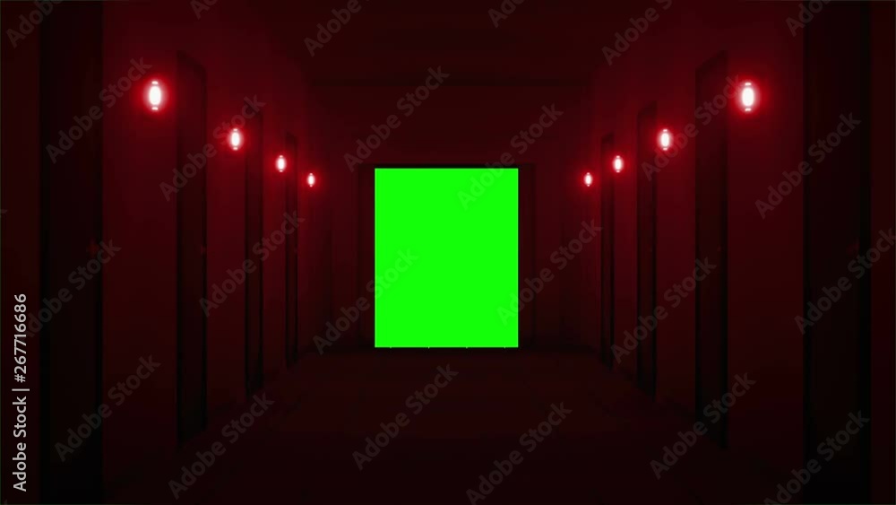 Corridor with red lights. 3d rendered animation of abstract red ...