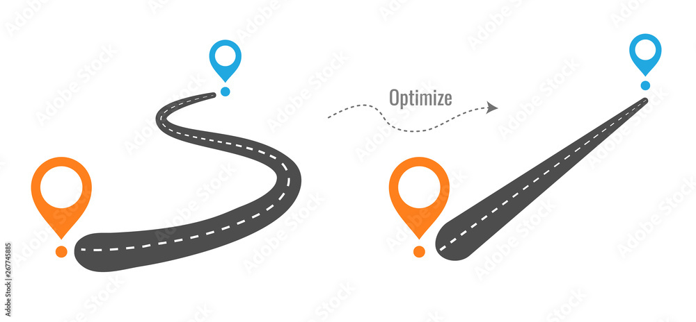 The road from point A to point B. how to lay the optimal and direct way ...