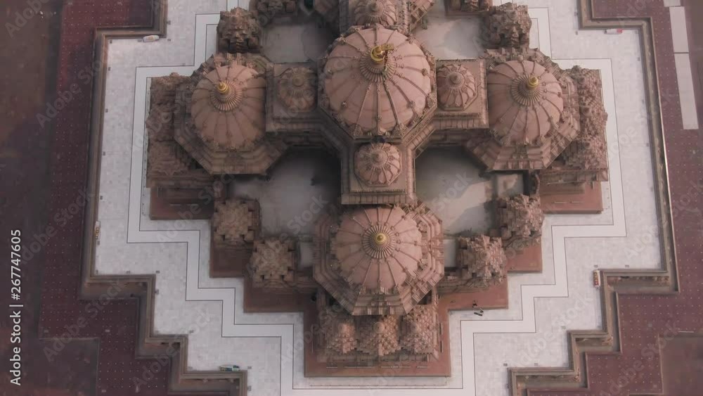 Delhi, India, the "Akshardham" temple aerial 4k drone footage Stock ...