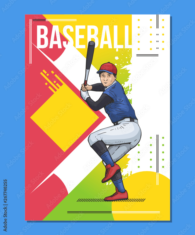 Vector illustration of a baseball player with bat, ready to hit ...