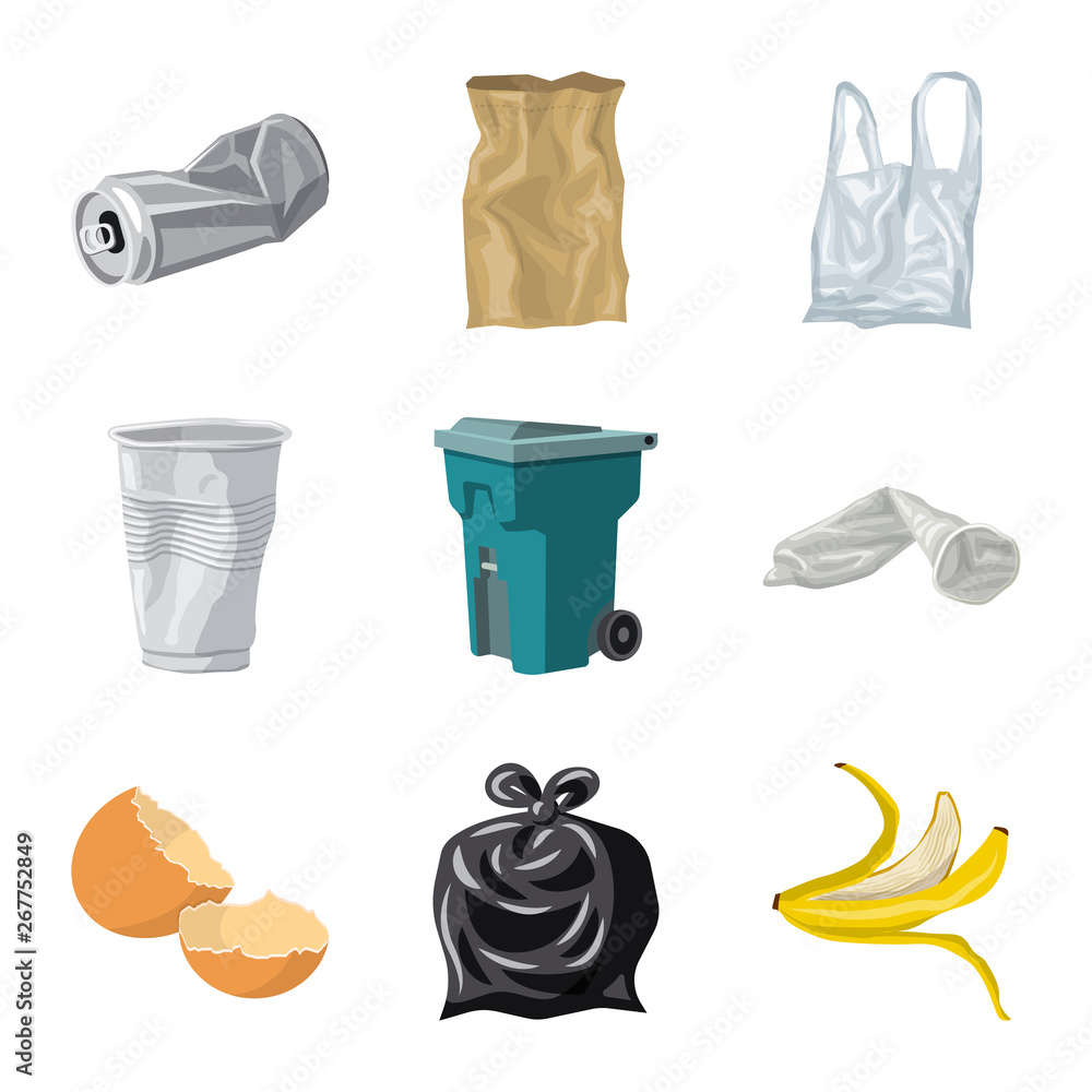 Vector illustration of environment and waste symbol. Collection of ...