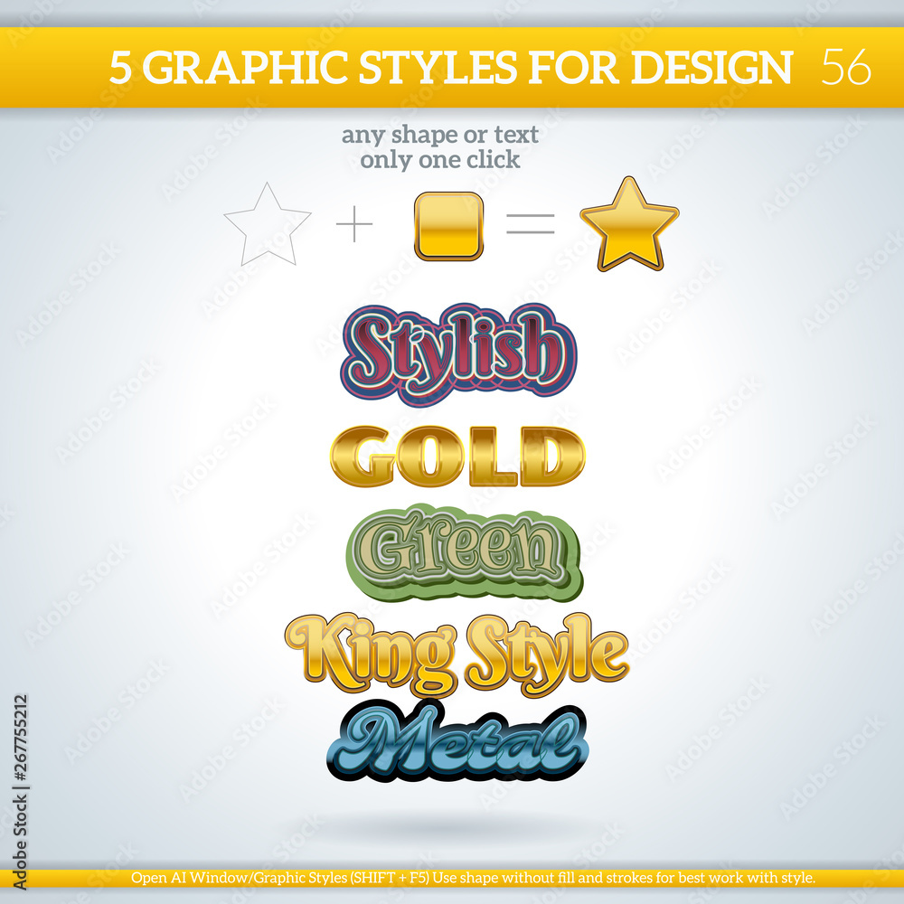 Set of Various Metallic Graphic Styles for Design. Stock Vector | Adobe ...