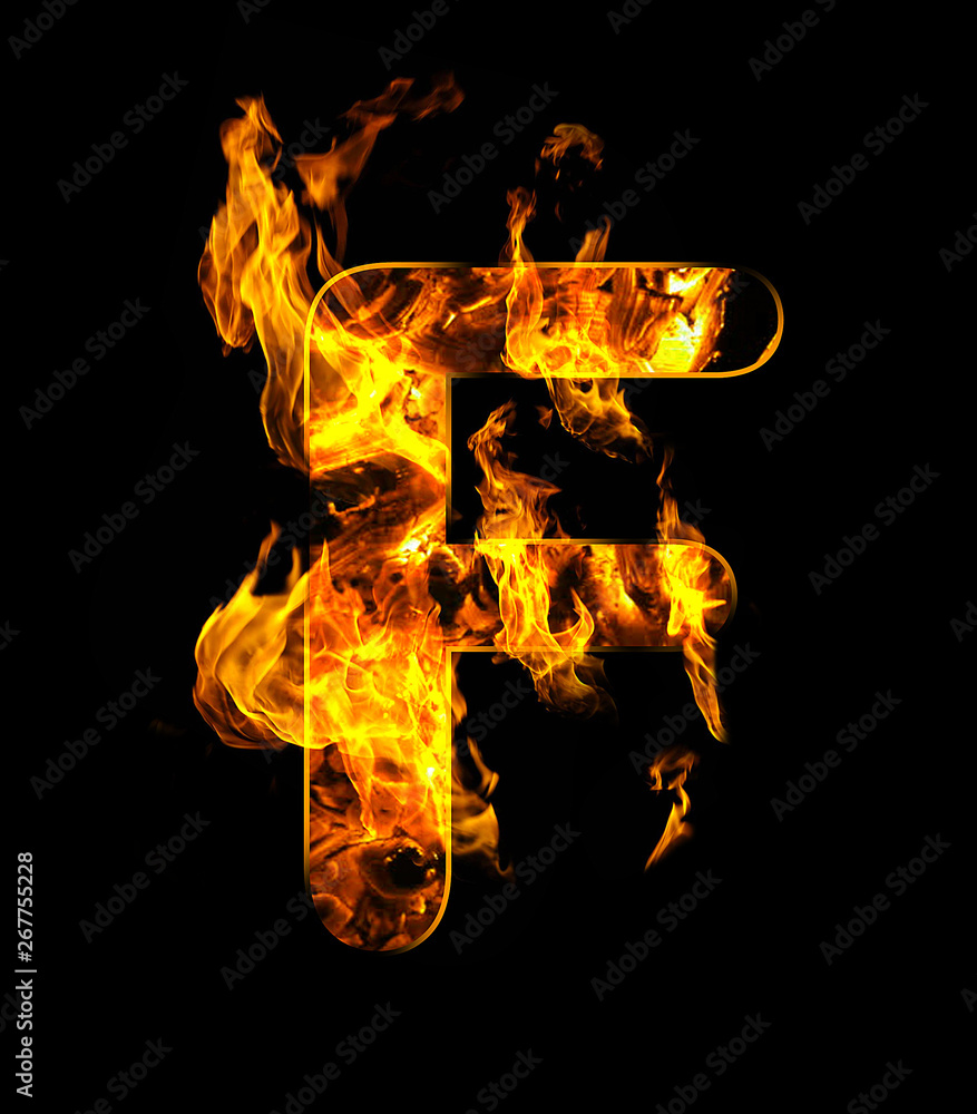 ALPHABETIC FIRE LETTERS, A TO Z , LETTER F , 3D ILLUSTRATION Stock ...