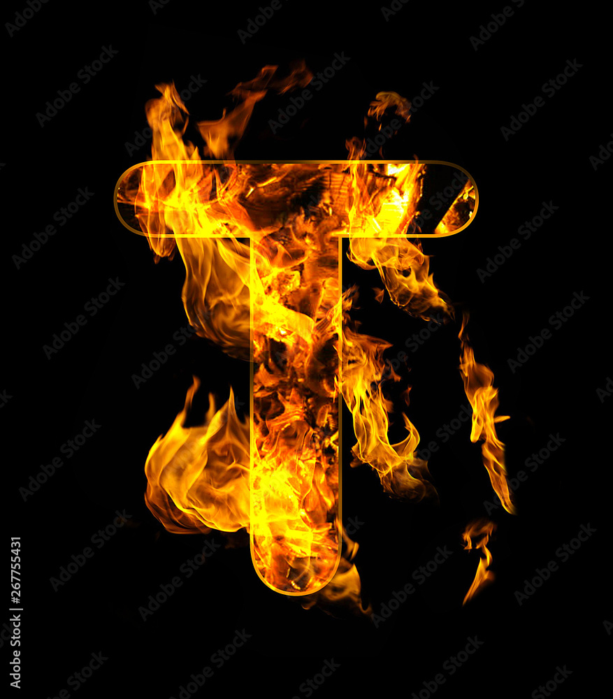 Letter T On Fire