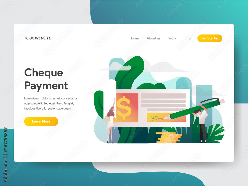 Landing page template of Cheque Payment Illustration Concept. Modern ...