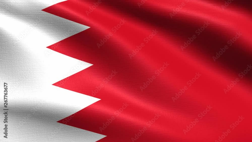Realistic flag of Bahrain, Seamless looping with highly detailed fabric ...
