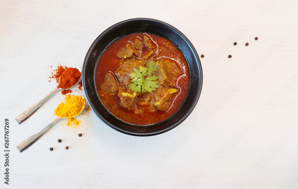 Mutton do Pyaza or Indian lamb Curry with some spices like black pepper ...