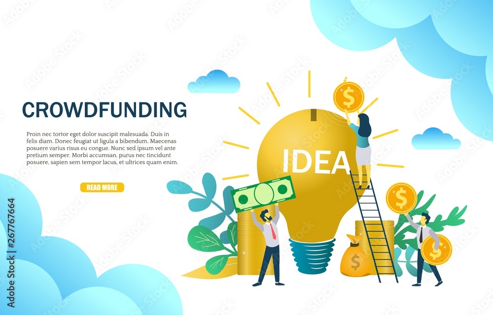 Crowdfunding concept vector web banner design template Stock Vector ...