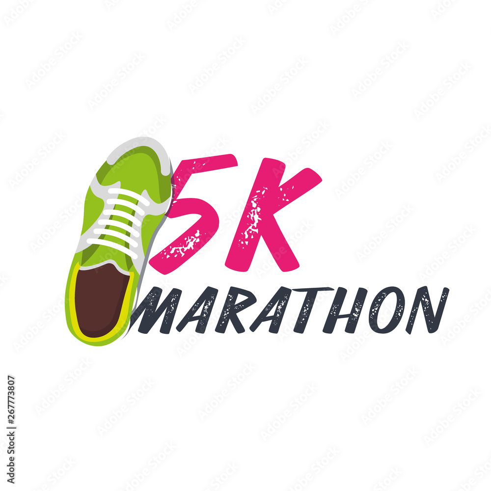 5K Marathon Run Event with sneakers. Vector illustration. Stock Vector ...