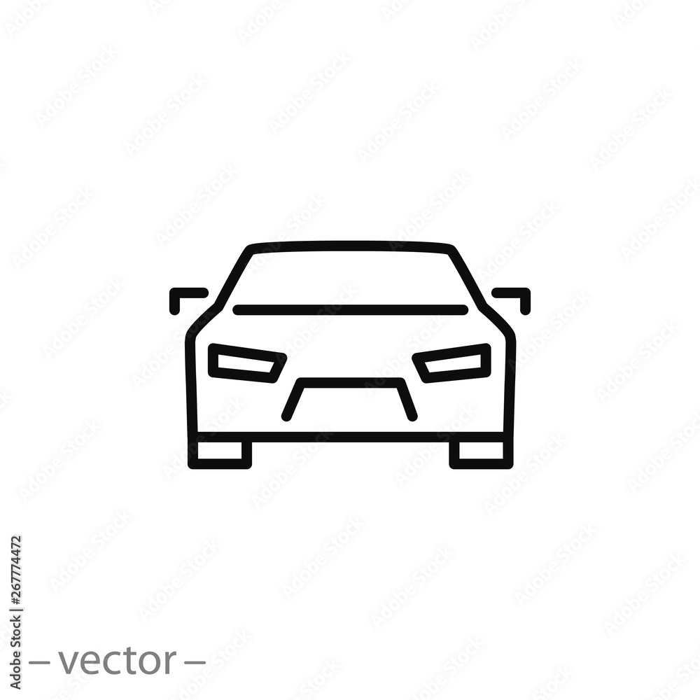car icon, line sign on white background, editable stroke vector ...