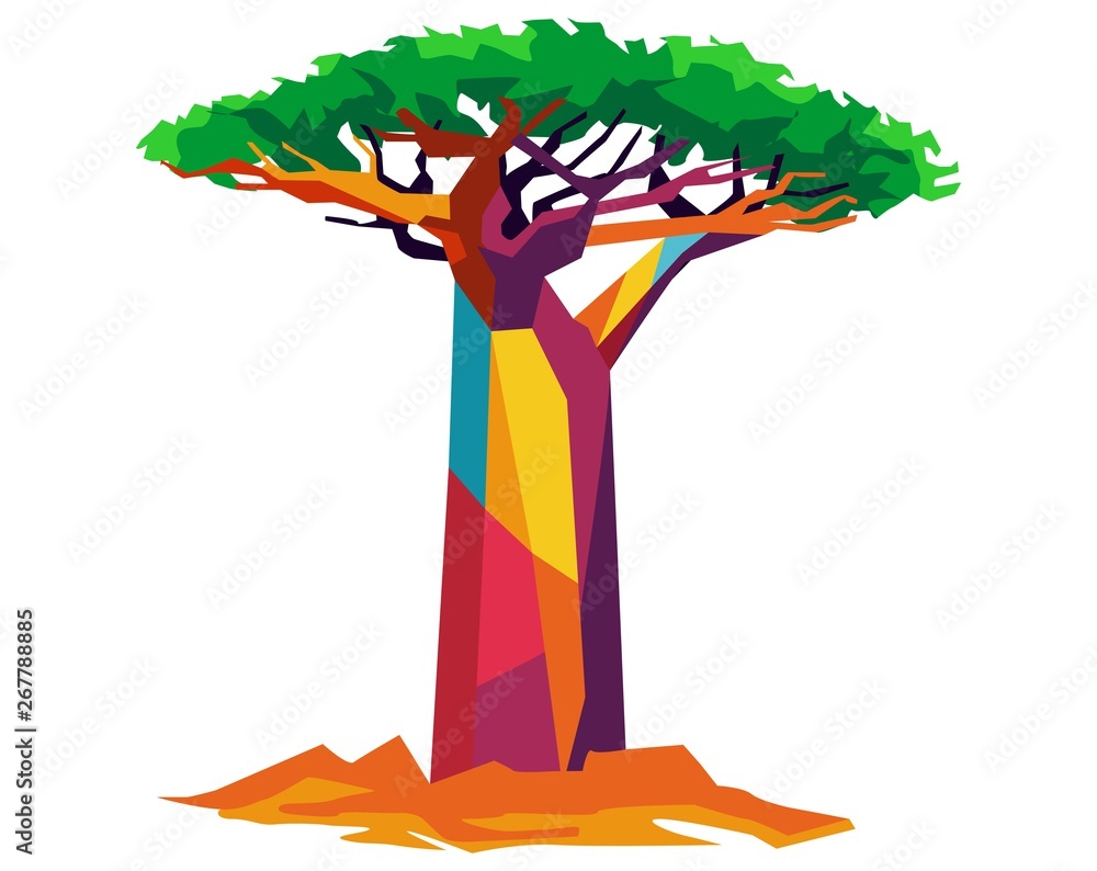 baobab tree in wpap pop art style for vector illustration Stock Vector ...