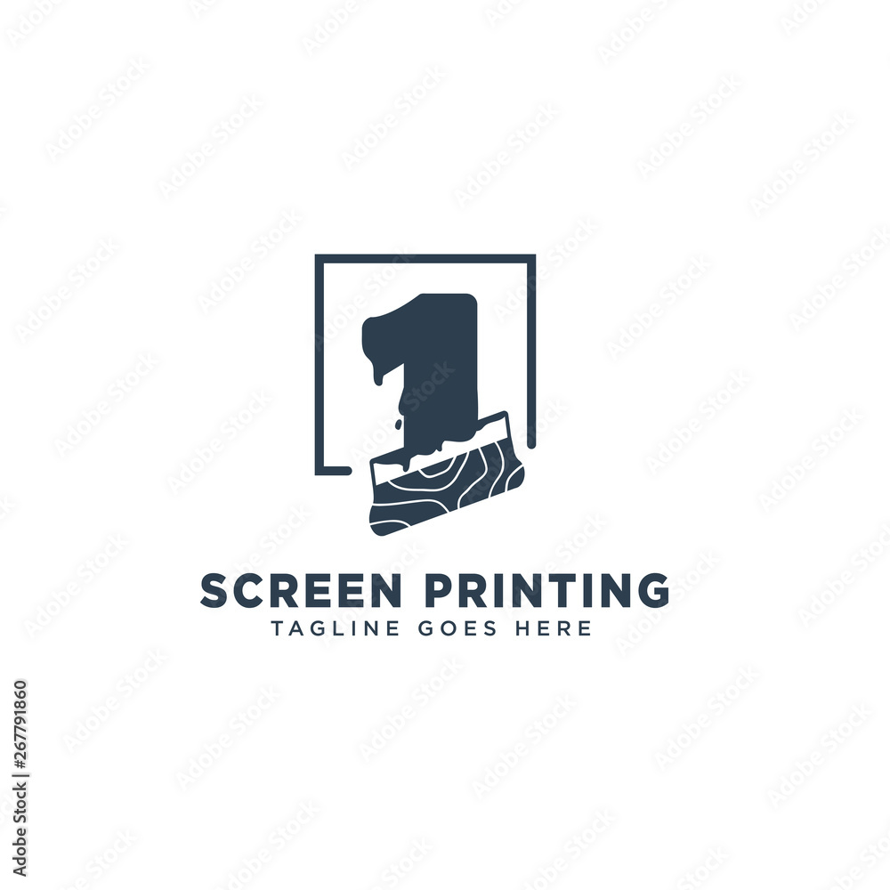 screen printing logo design concept vector illustration Stock Vector ...
