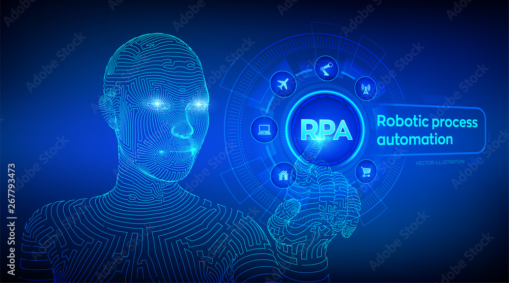 RPA Robotic process automation innovation technology concept on virtual ...