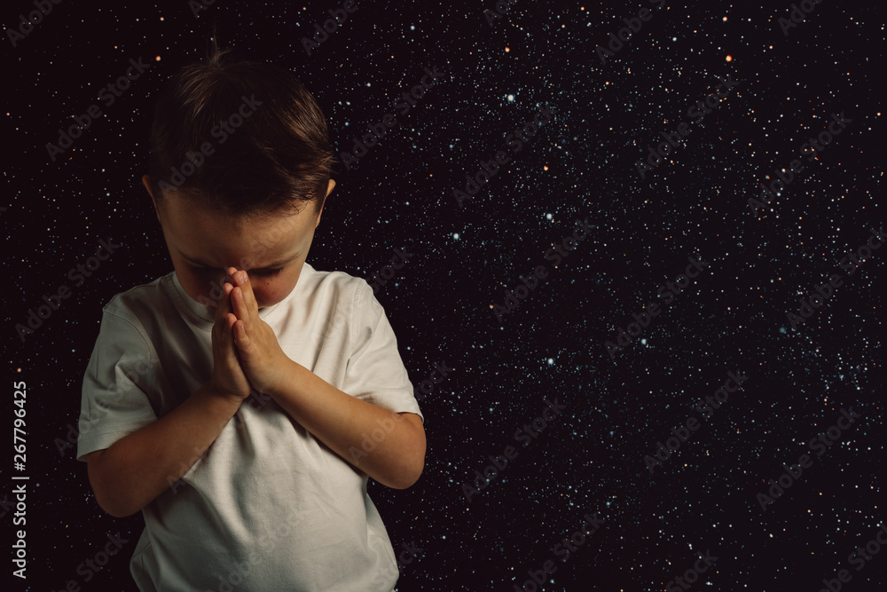 a child pray to god flush hands Stock Photo | Adobe Stock