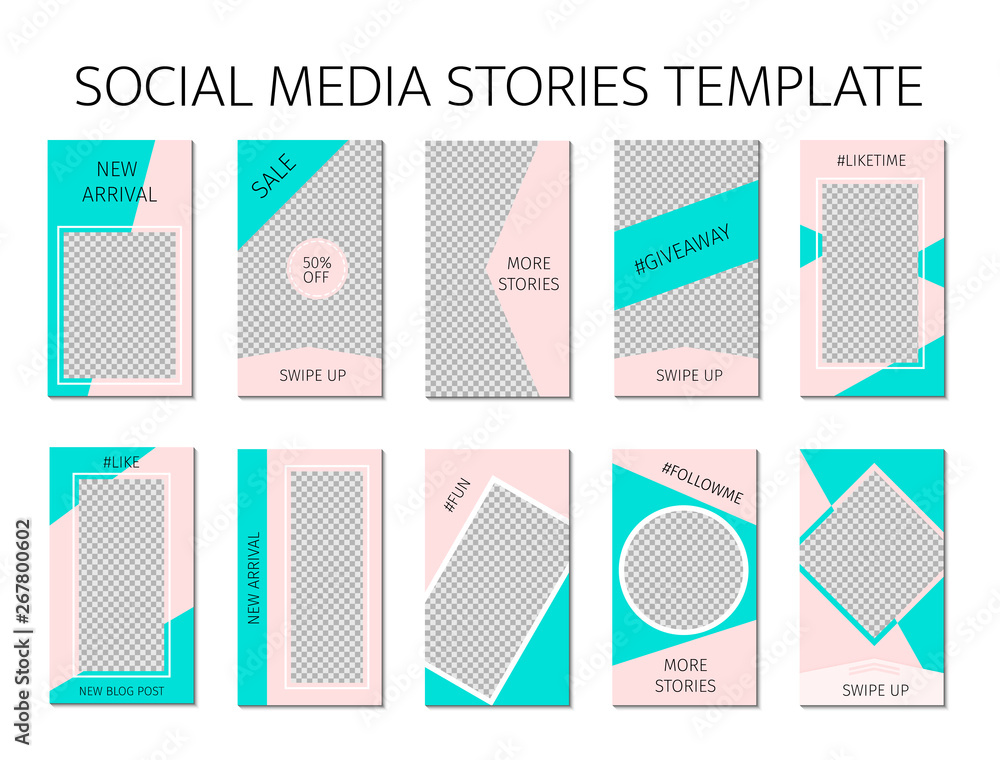 Social media stories template. Set of 10 story layout for bloggers and ...