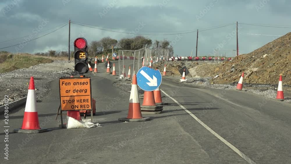 Traffic light counting down at road construction site Stock Video ...