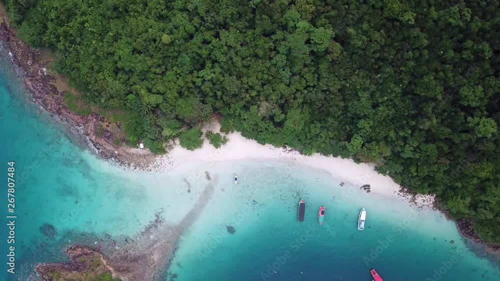 Aerial of San Chao Beach at Koh Rang in Koh Chang National Park, Trat ...