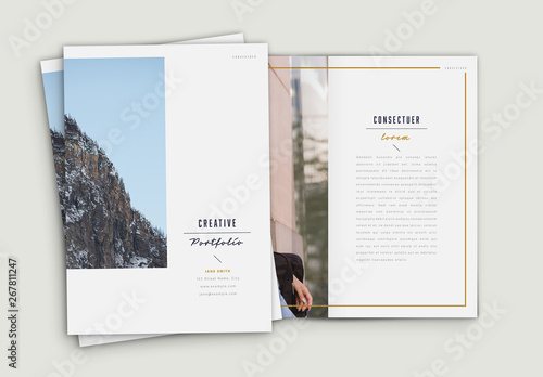 Portfolio Layout with Muted Color Accents Stock Template | Adobe Stock