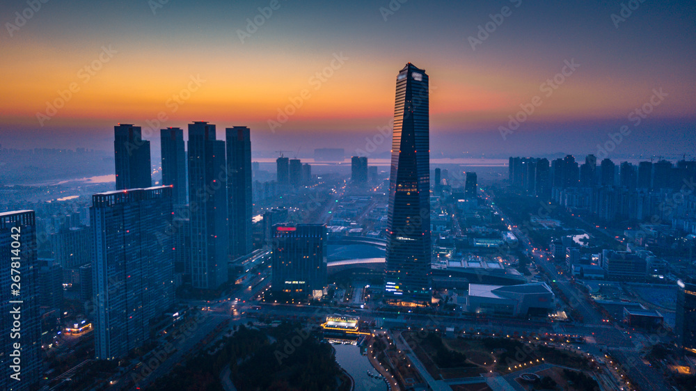 Aerial view of Incheon,Central Park is a modern city there are many ...