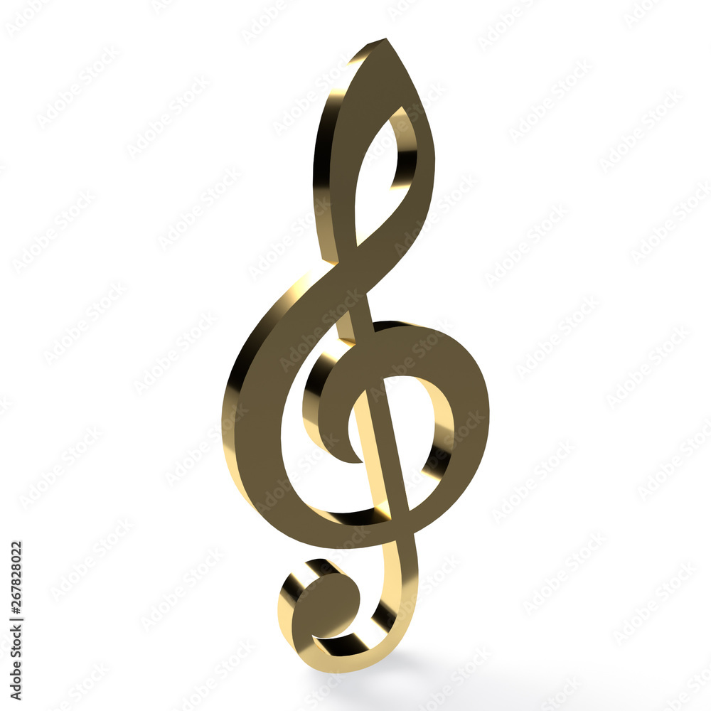 Poster golden 3d treble clef isolated on white background – Wall Art ...
