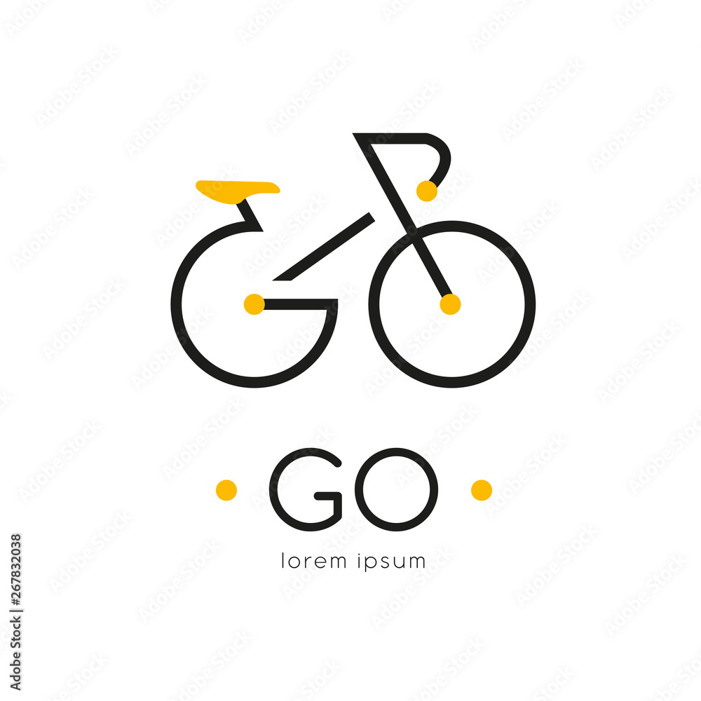 Go logo design template with bike. Isolated drawing for use as an icon ...