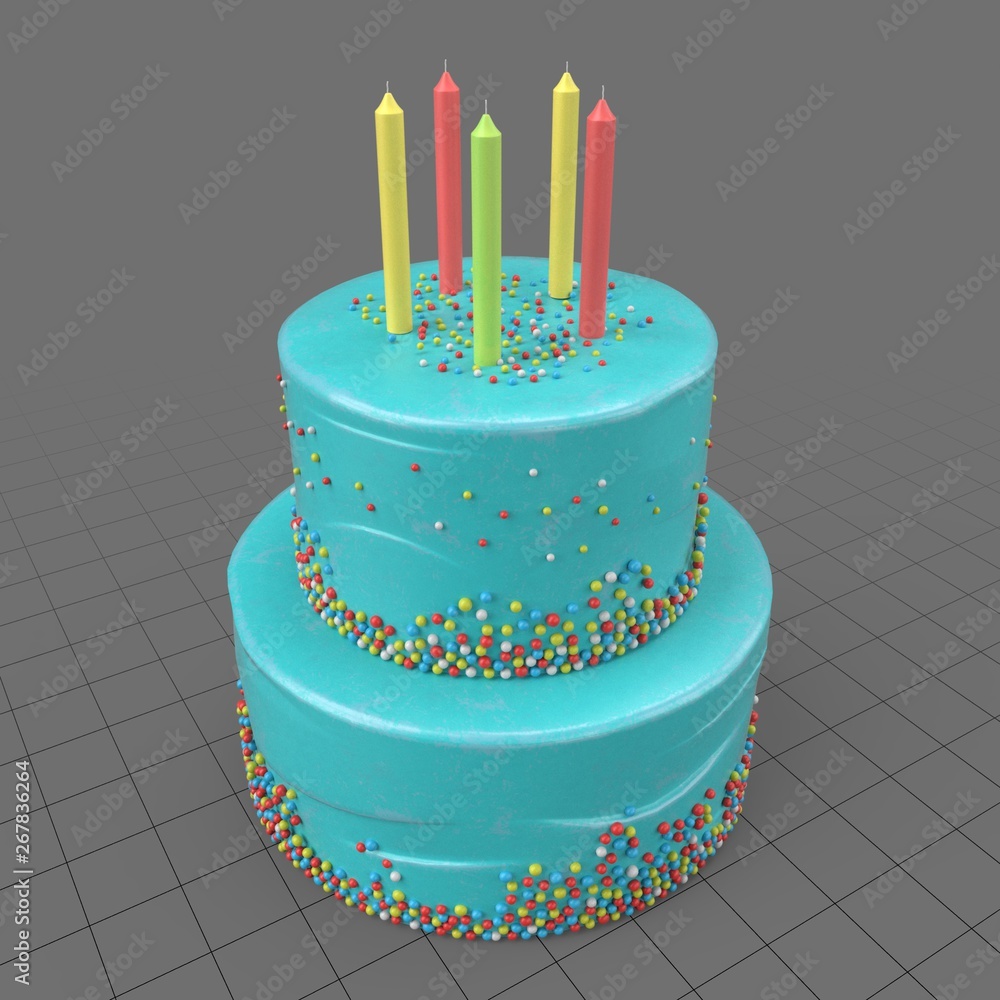 Birthday cake with candles Stock 3D asset | Adobe Stock