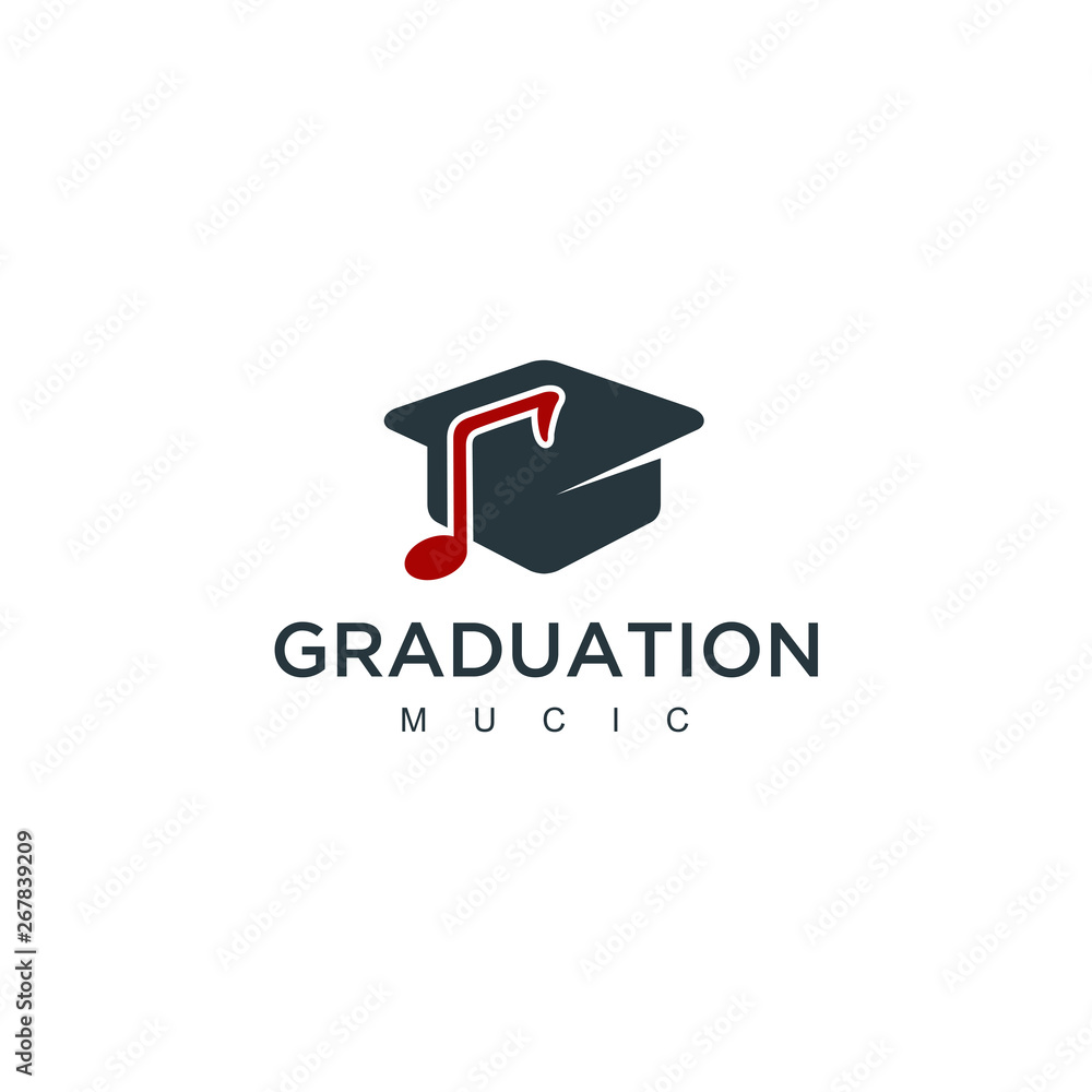 Graduation Cap and Note Music Logo Stock Vector | Adobe Stock