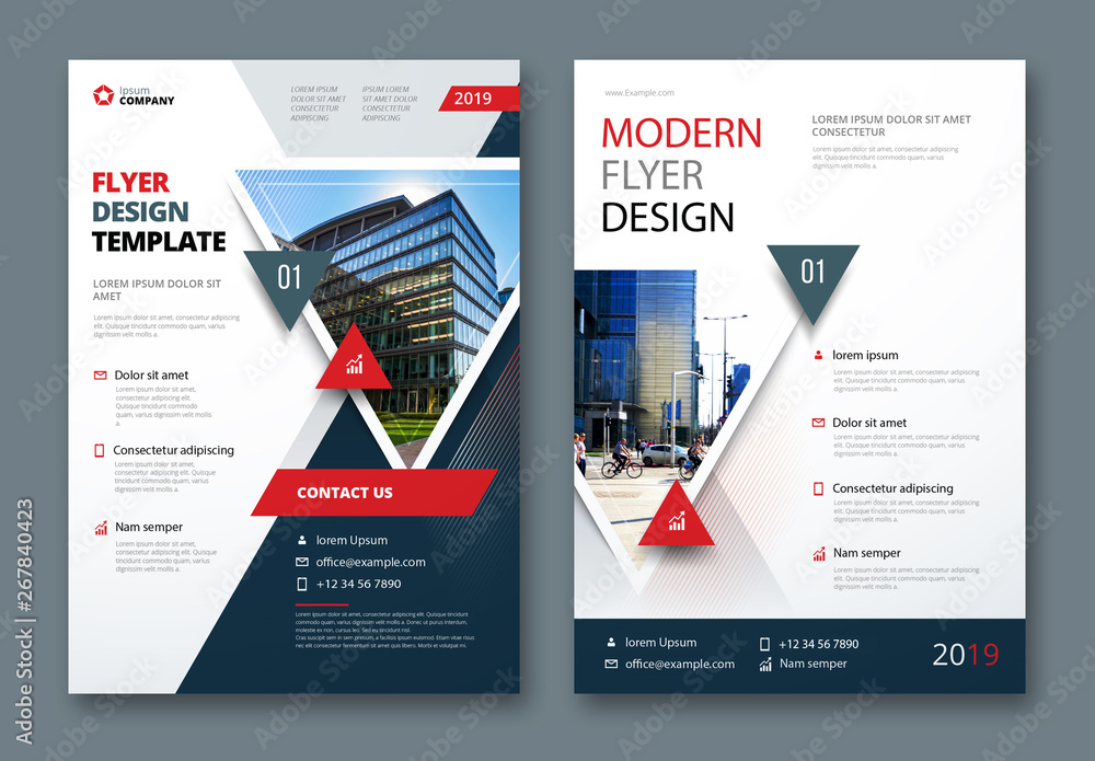 Colorful Business Flyer Layout with Triangle Elements Stock Template ...
