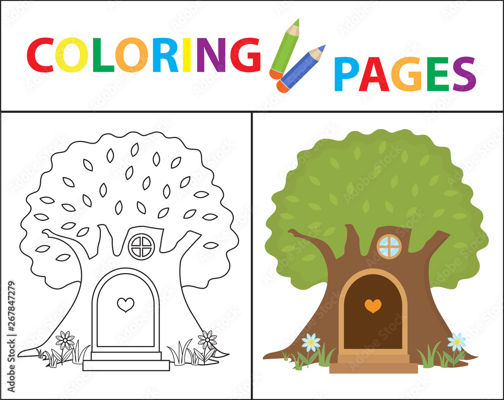 Tree Drawing With Color For Kids