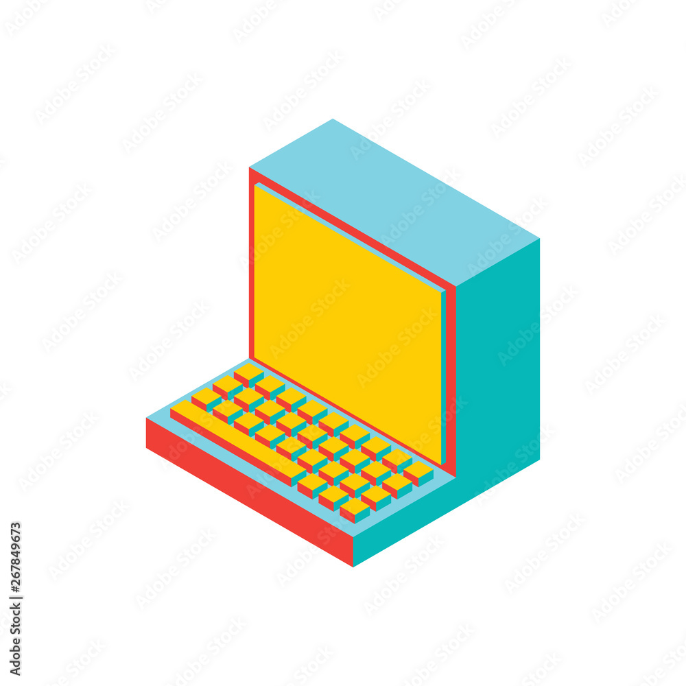 Old computer isolated. Outdated PC. obsolete technology. Vector ...