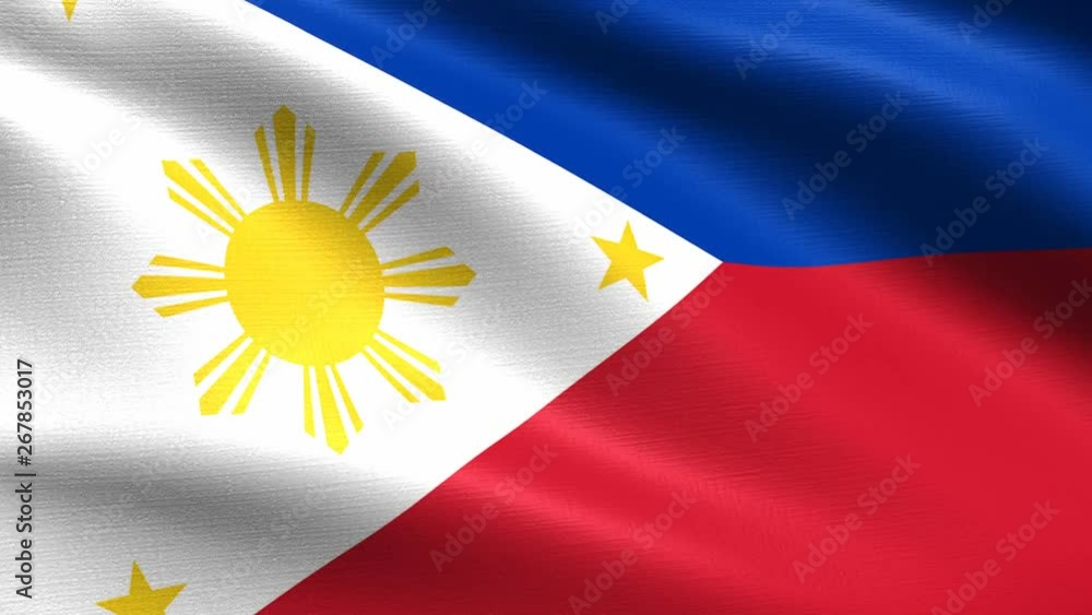 Realistic flag of Philippines, Seamless looping with highly detailed ...