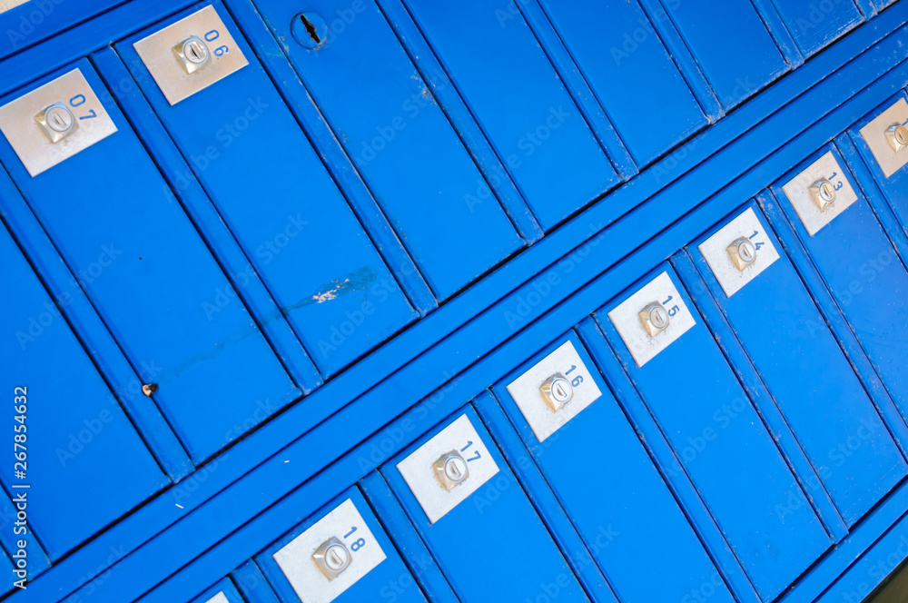 Greek post office boxes for village residences to collect mail. Stock ...