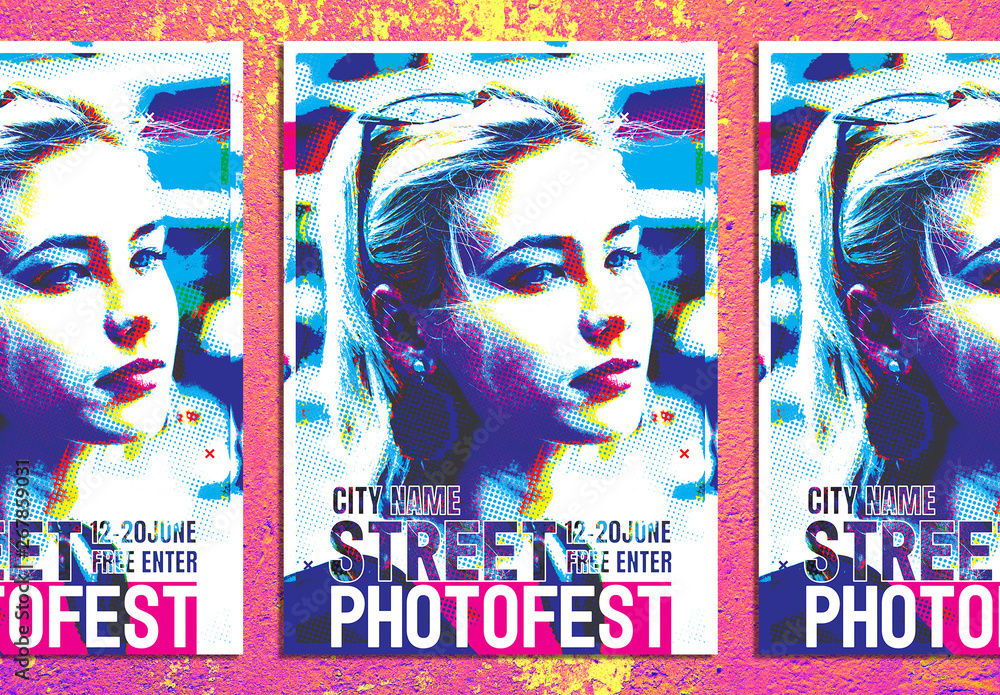 Photography Event Flyer Layout with Bitmap Effect Stock Template ...