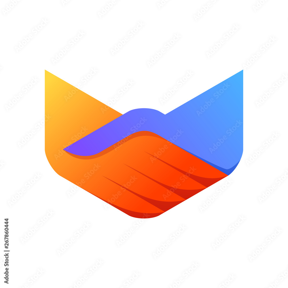 hand shake logo in polygon shape Stock Vector | Adobe Stock