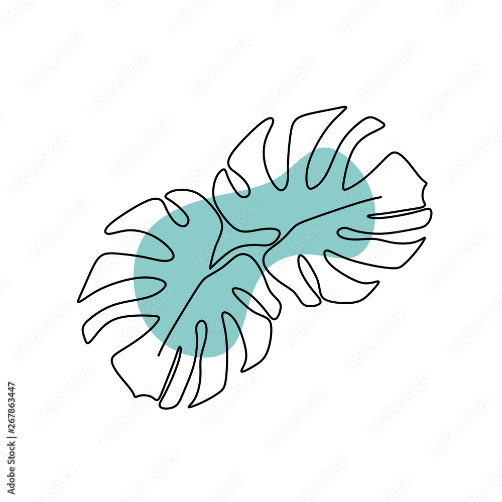 continuous exotic plant of monstera one line drawing minimalist design ...