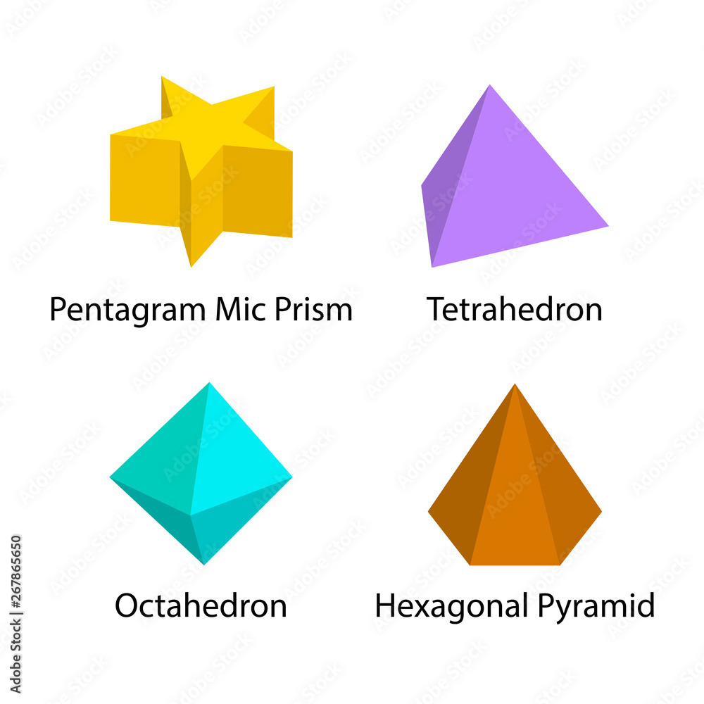 set 3D shapes vocabulary in english with their name clip art collection ...