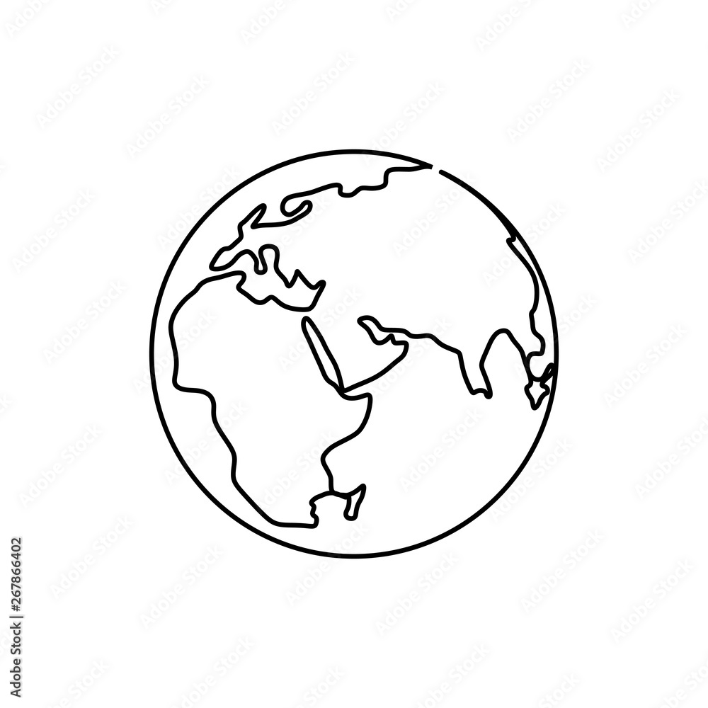 Continuous One line drawing of earth minimalist design Stock Vector ...