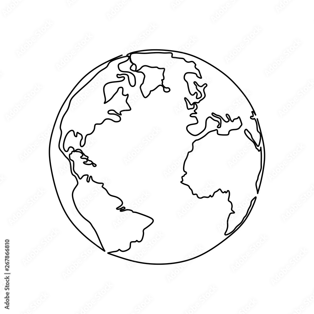 earth continuous one line drawing vector illustration Stock Vector ...