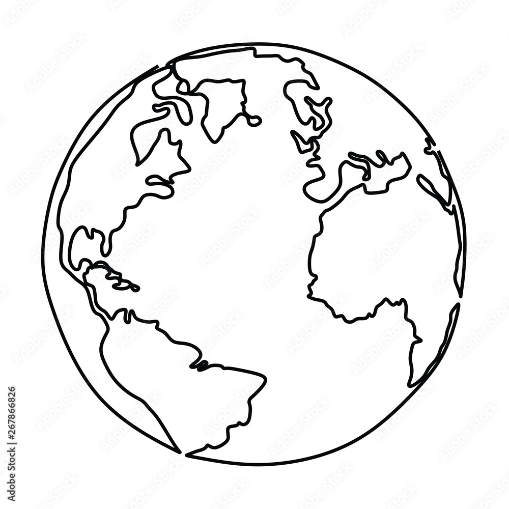 One line drawing of earth minimalist design Stock Vector | Adobe Stock