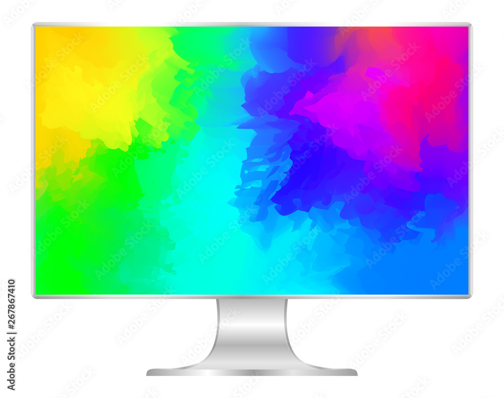 mock up computer and wallpaper colorful colors, flat monitor with multi ...