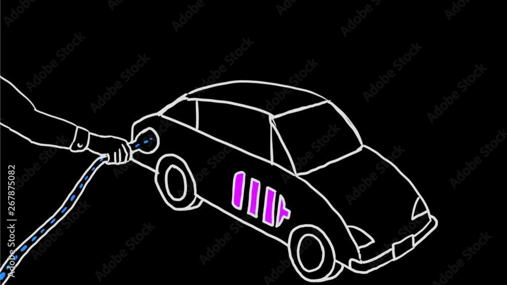 2d Animation motion graphics drawing of a drawing of a hand with plug ...