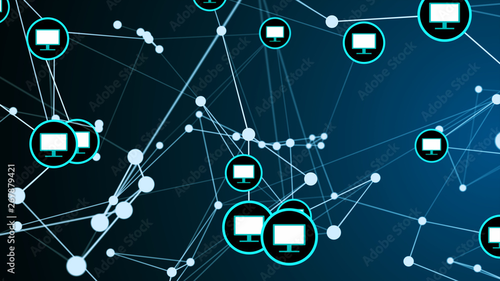 Computer screen monitor link connection network structure graphic ...