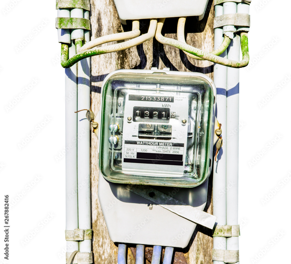 Electric reading meter on white background for house energy supply ...