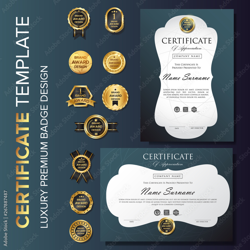 Certificate background template with badge Stock Vector | Adobe Stock