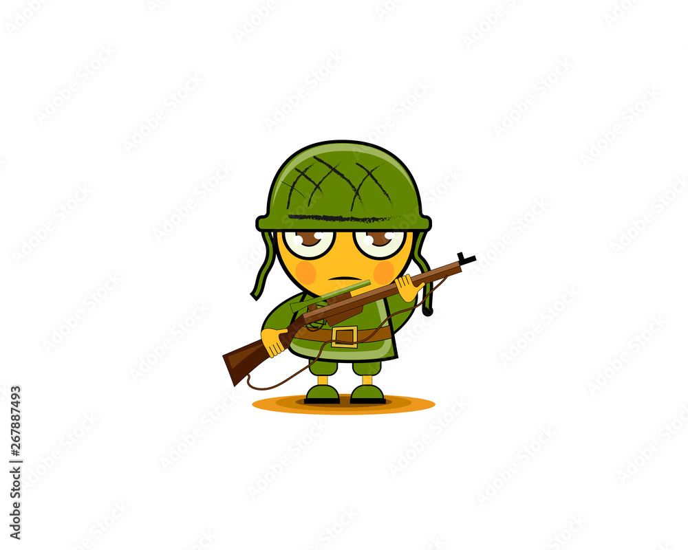 Cartoon soldier in uniform and rifle ready for battle. Vector ...