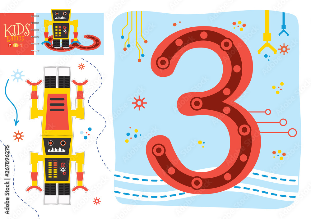 Learn how to write number 3 for preschool kids vector illustration ...