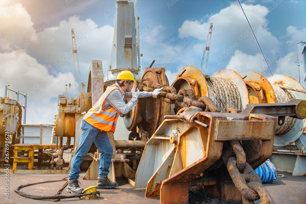 engineering or worker, motor man, loading master or controller working ...