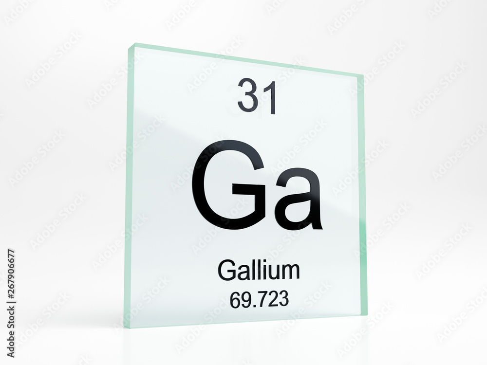 Gallium element symbol from periodic table on glass icon - realistic 3D ...