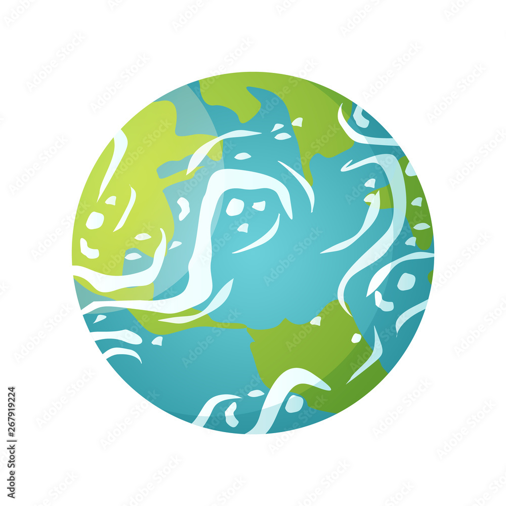 Earth globe vector, isolated icon of floating planet in space ...