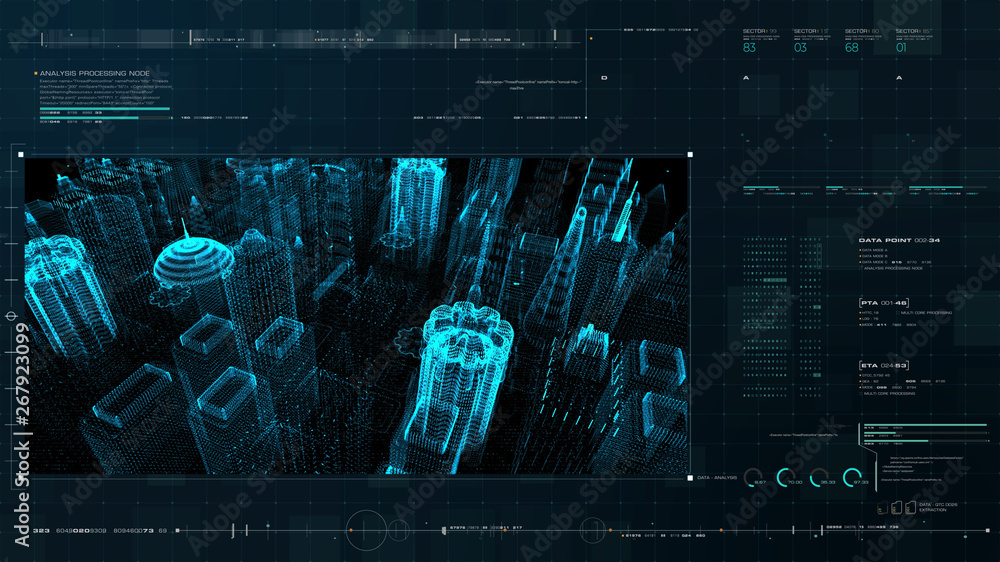 Futuristic motion graphic user interface head up display screen with ...